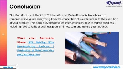 Manufacture of Electrical Cables, Wire and Wire Products Handbook | PPT