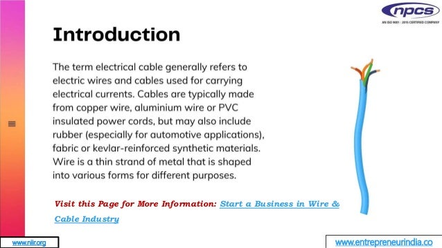 Manufacture of Electrical Cables, Wire and Wire Products Handbook | PPT