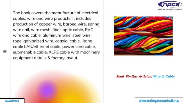 Manufacture of Electrical Cables, Wire and Wire Products Handbook | PPT