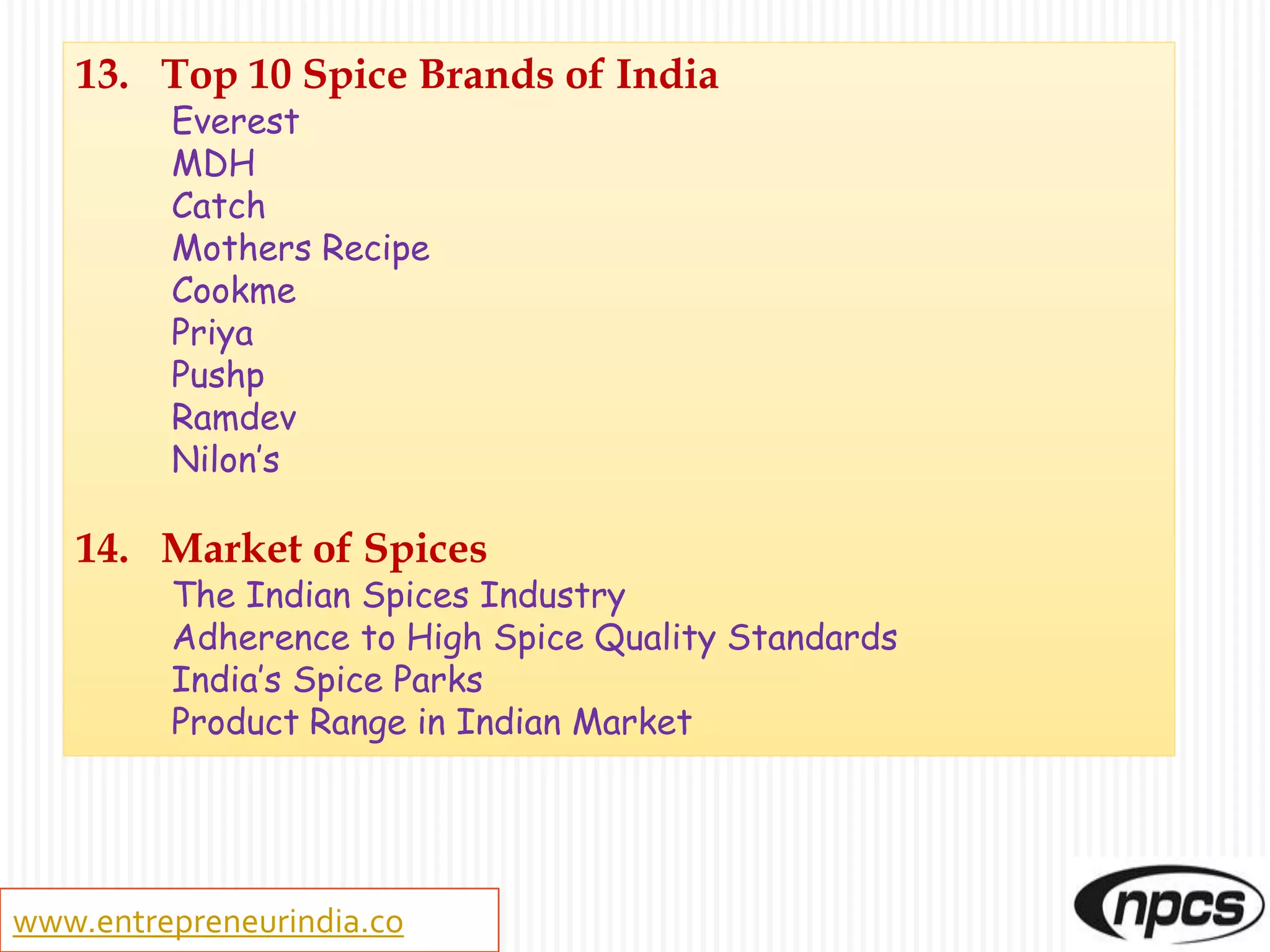 Manufacture of Indian Kitchen Spices (Masala Powder) with Formulations ...
