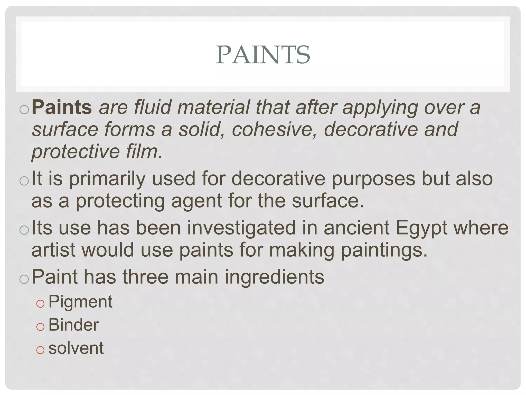 Manufacture of paints | PPTX