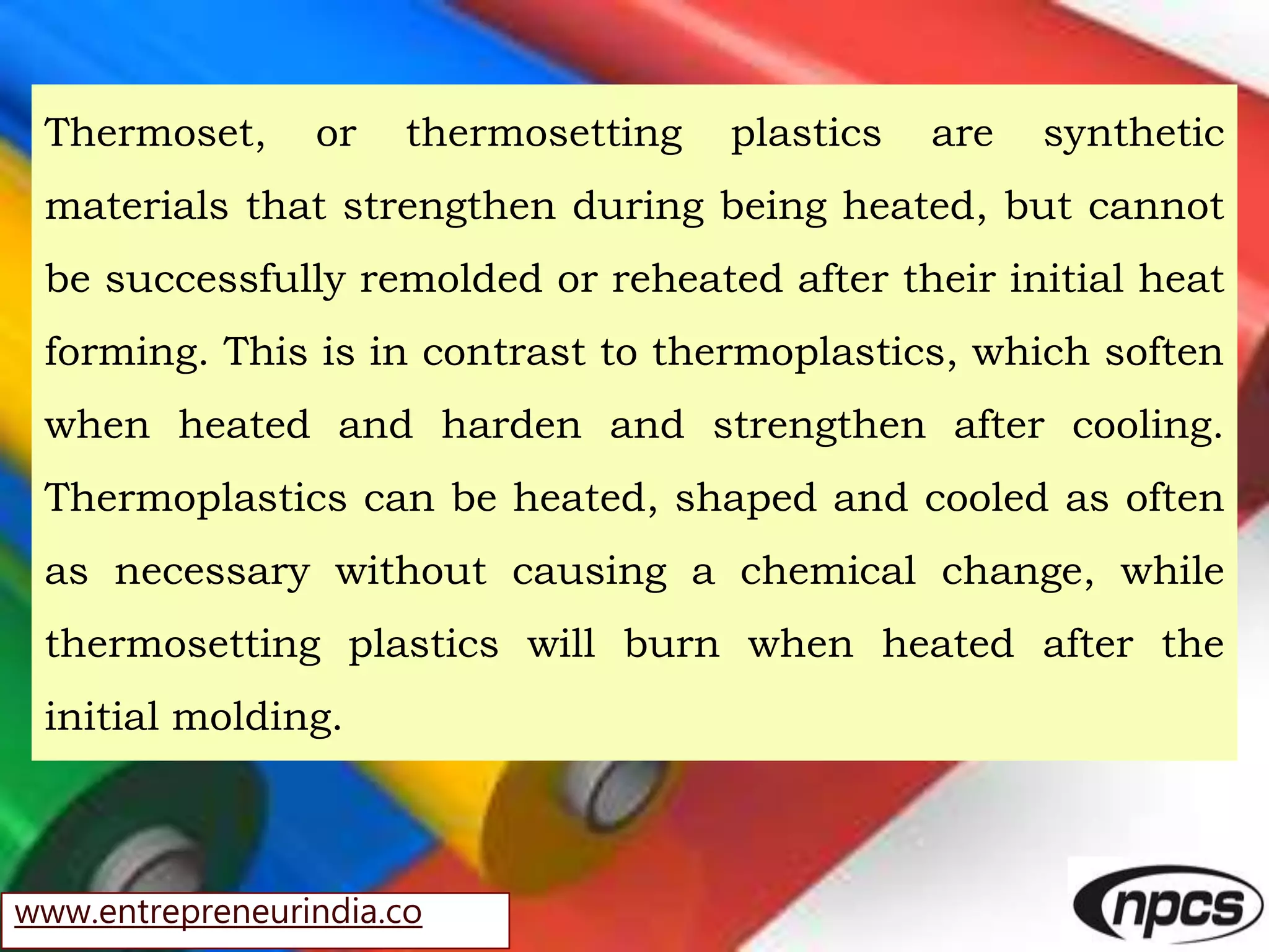 Manufacture of Plastic Films, HDPE and Thermoset Plastics | PPTX