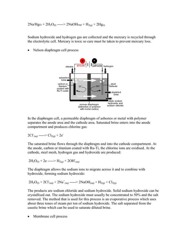 Manufacture of sodium hydroxide | DOCX | Chemistry | Science