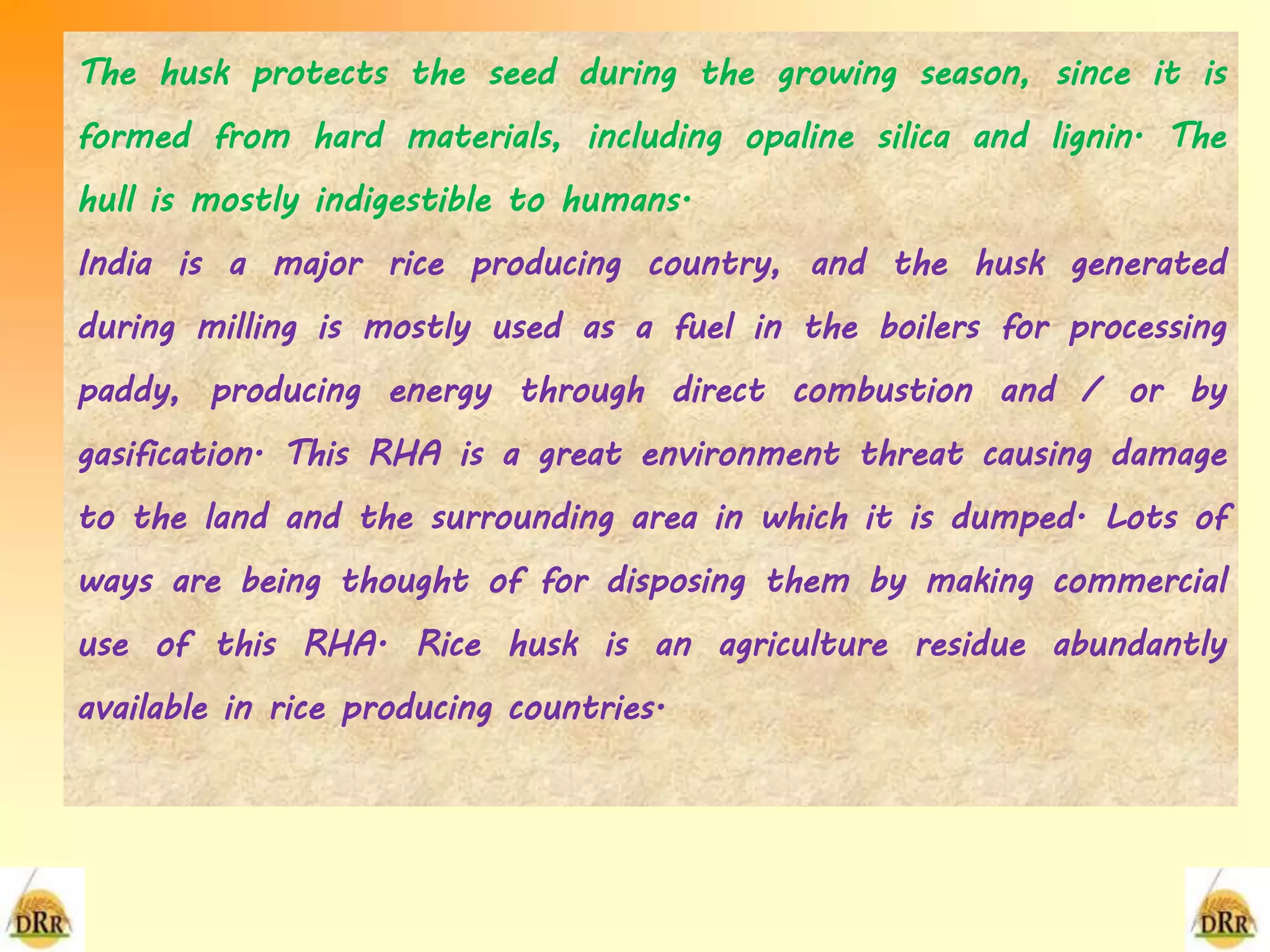 Manufacture of Value Added Products from Rice Husk (Hull) and Rice Husk ...
