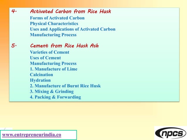 Manufacture of Value Added Products from Rice Husk (Hull) and Rice Husk ...
