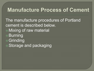 Manufacture process of cement | PPTX