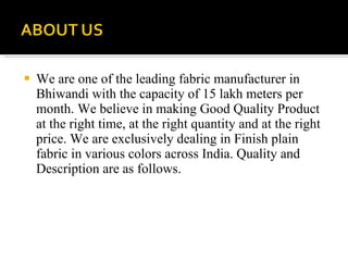 HABIB TEXTILE FABRIC DETAIL | PPT