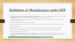 Manufacturer under GST Law | PDF