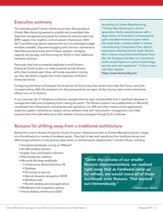 Charter Manufacturing reaps the benefits of a multi-cloud environment with Nutanix Report | PDF
