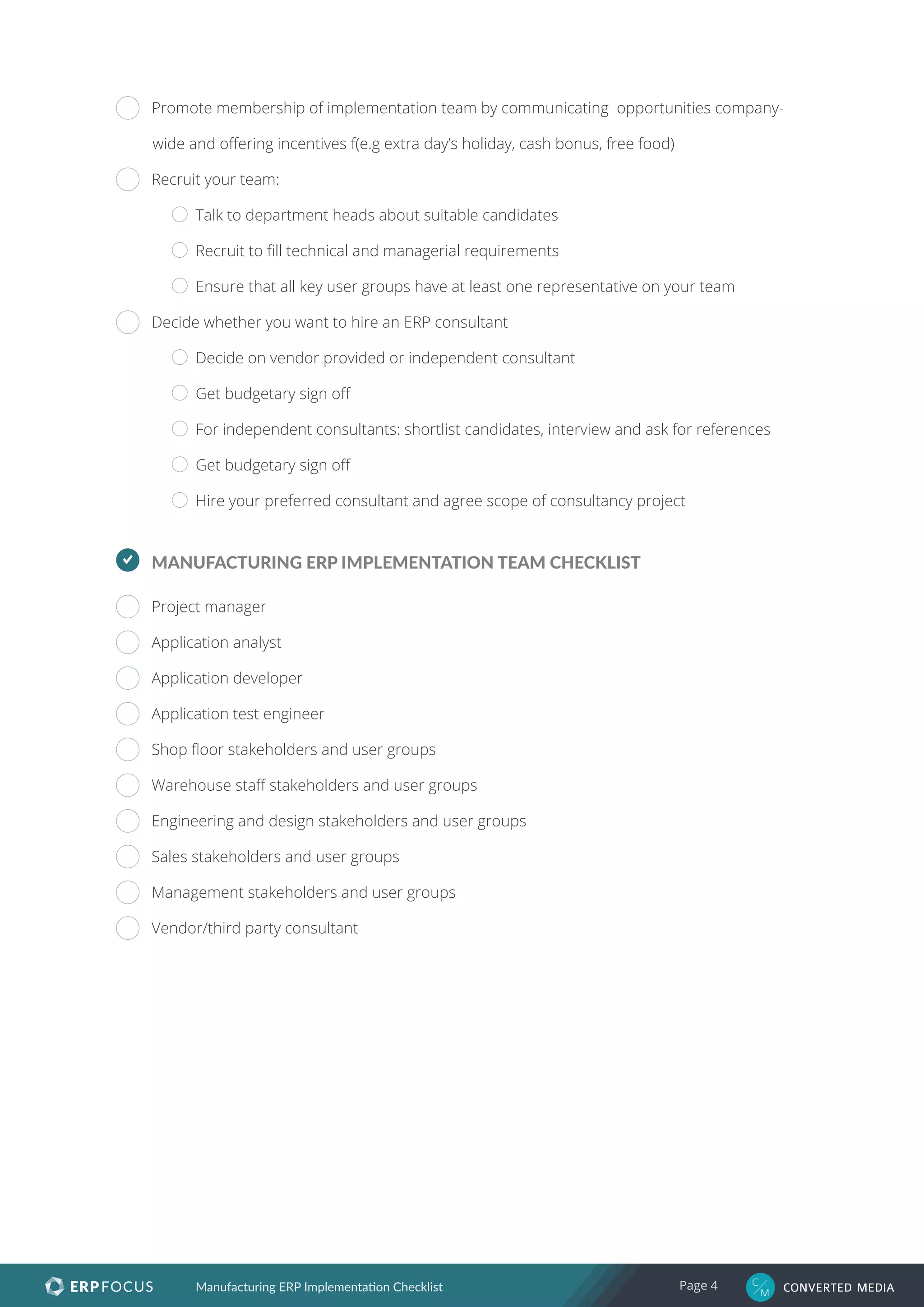Manufacturing erp-implementation-checklist.original | PDF