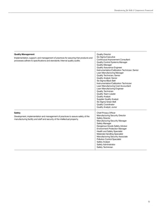 Manufacturing Job Skills and Competencies Framework | PDF