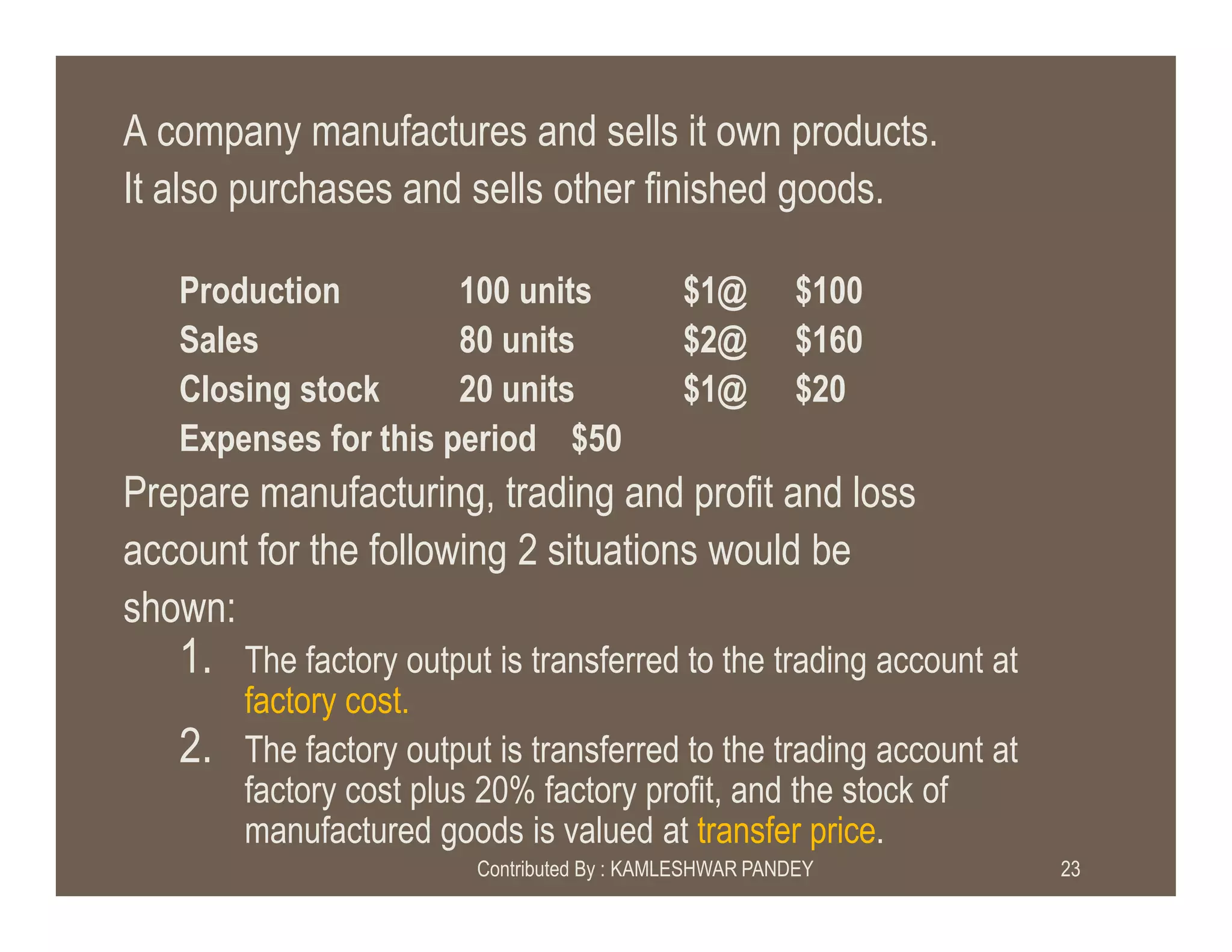 Manufacturing accounts | PDF