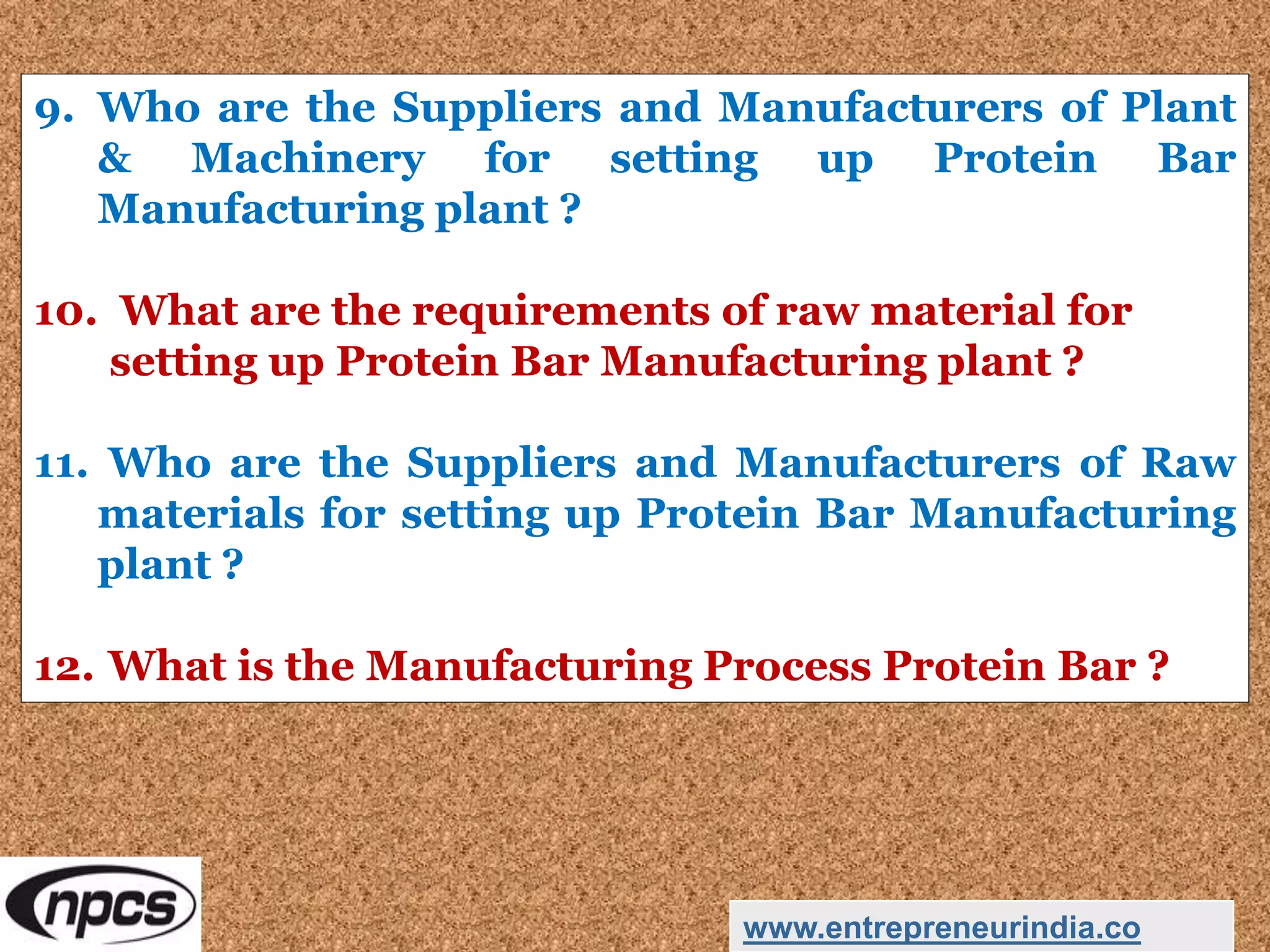 Manufacturing Business of Protein Bar, Health Bar, Energy Bar ...