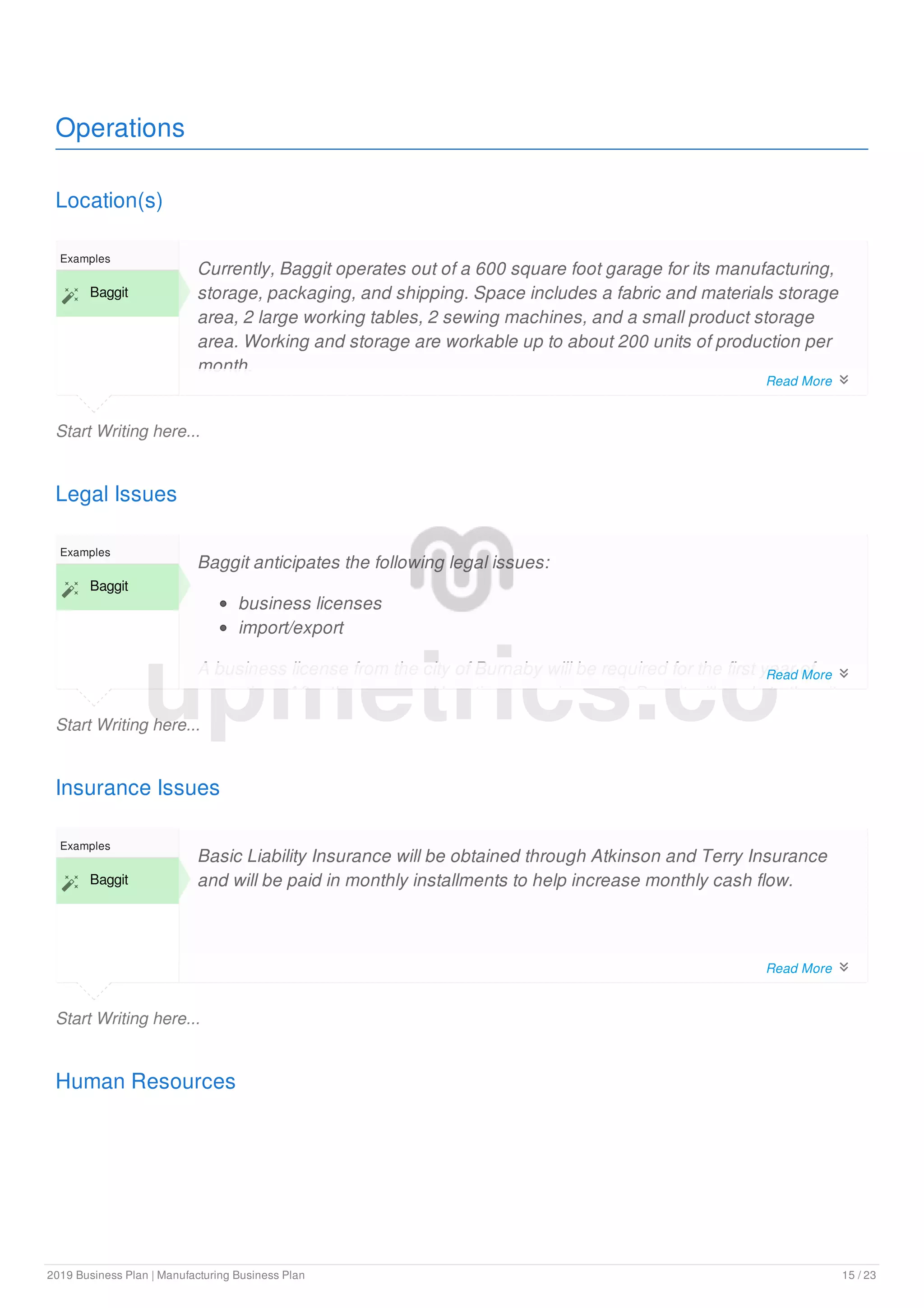 Manufacturing business plan example | PDF