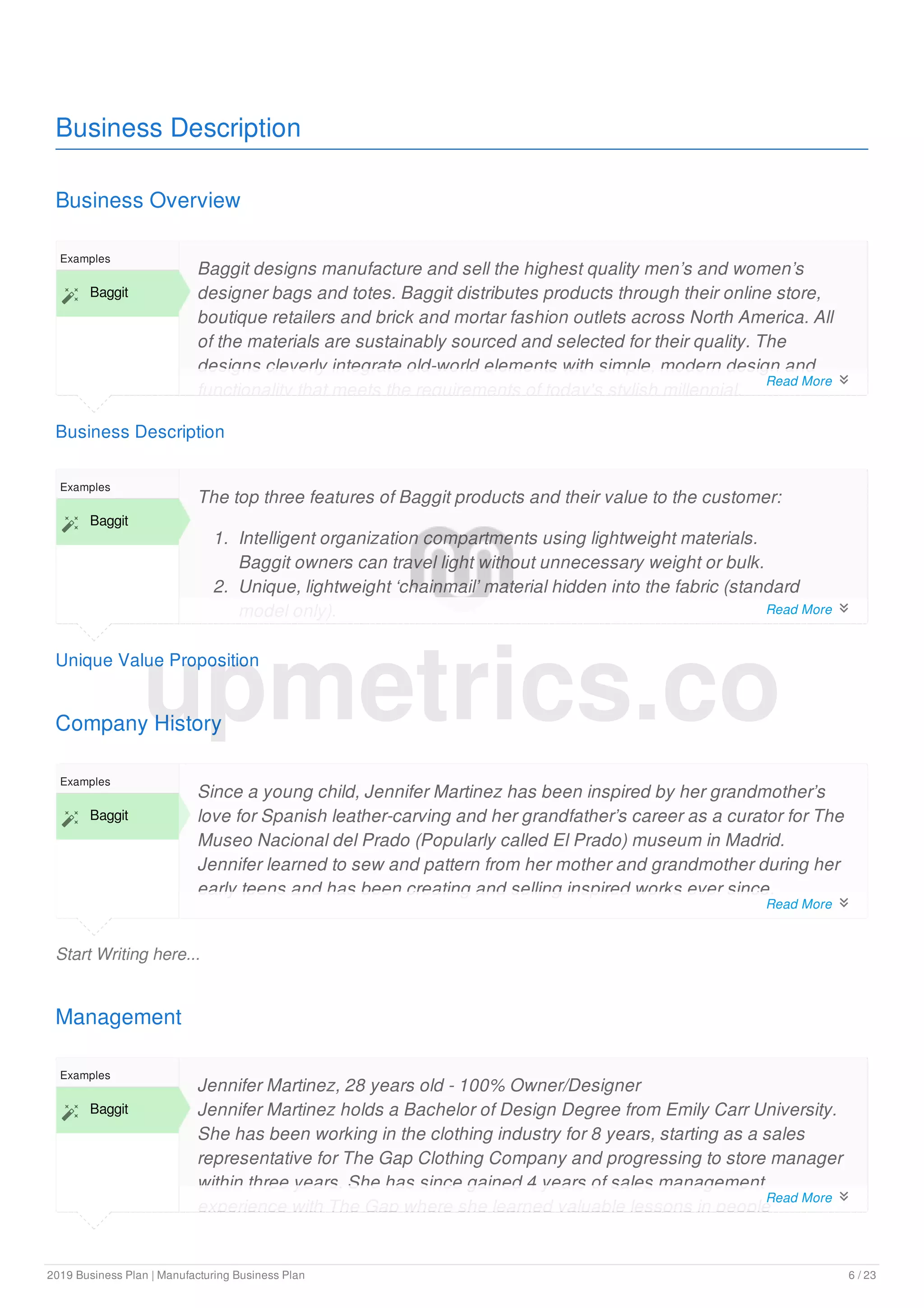 Manufacturing business plan example | PDF