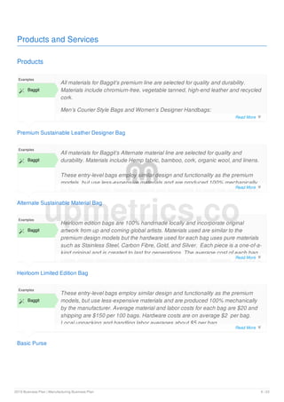 Manufacturing business plan example | PDF