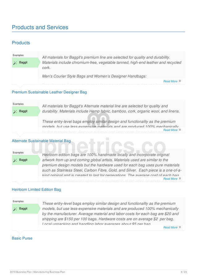 Manufacturing business plan example | PDF