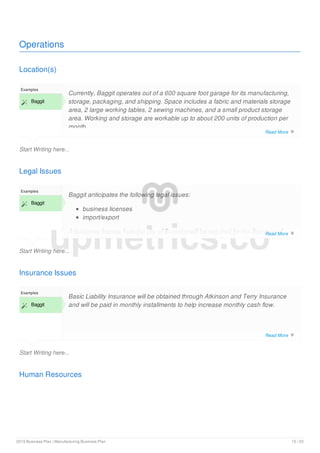 Manufacturing business plan example | PDF