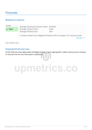 Manufacturing business plan example | PDF
