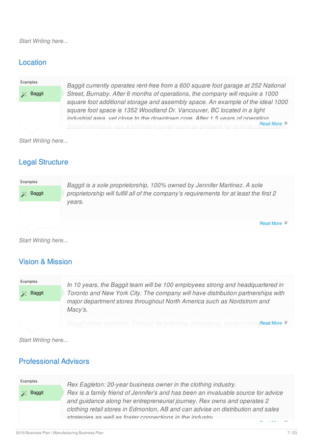 Manufacturing business plan example | PDF