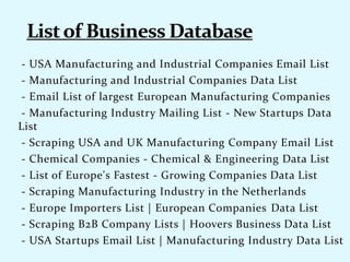 Manufacturing Companies Data List in Germany | PPTX