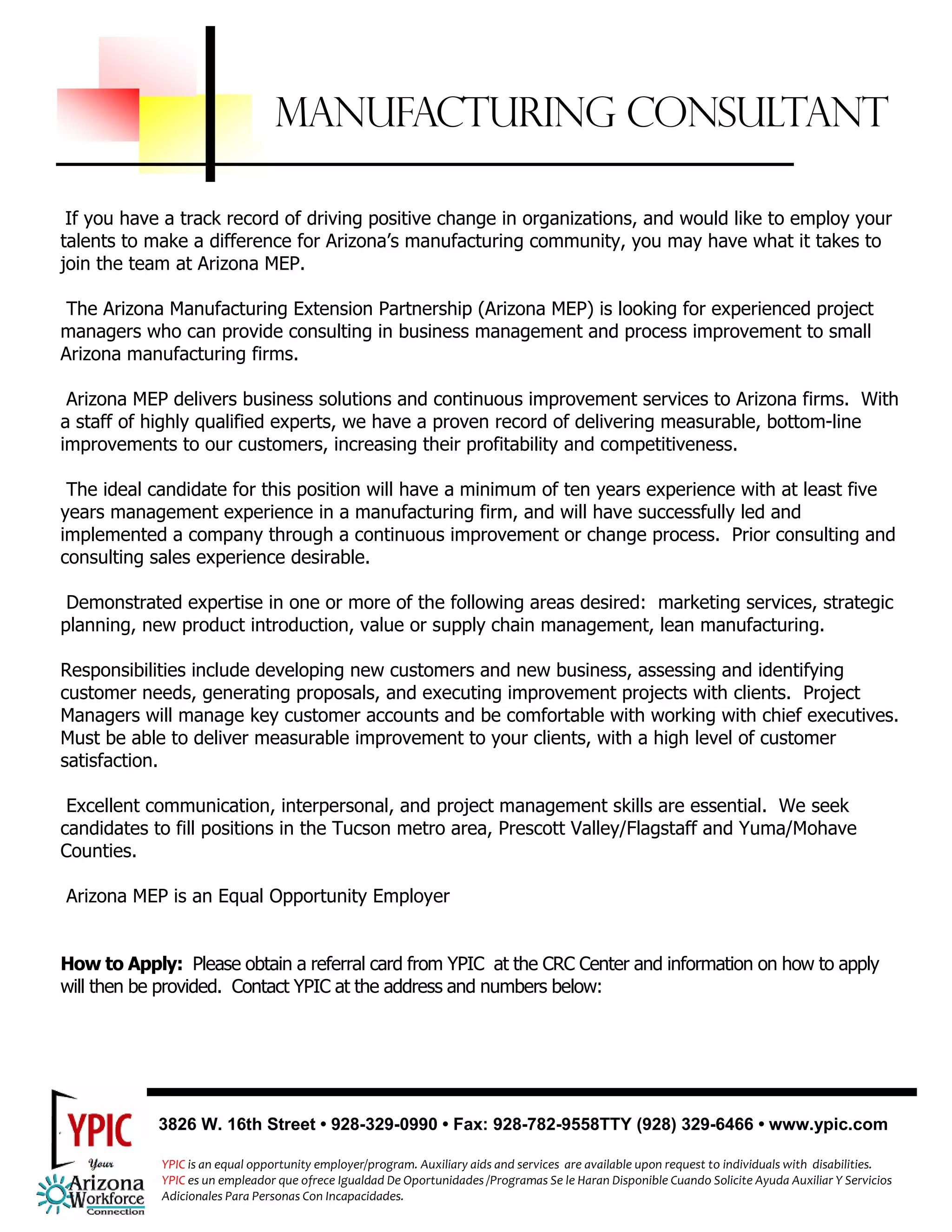 Manufacturing Consultant | PDF