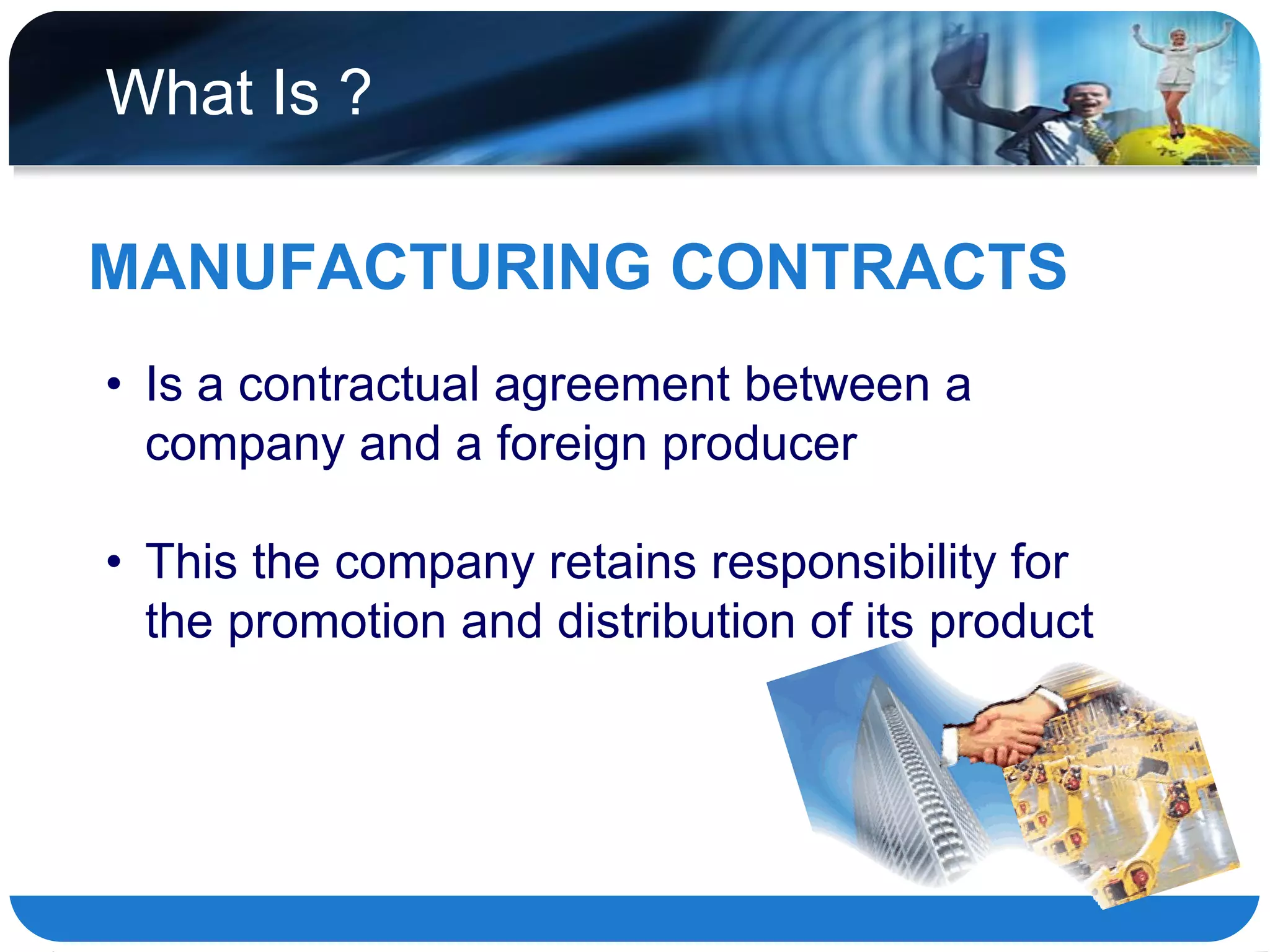 Manufacturing contracts | PDF | Manufacturing Industry | Industries