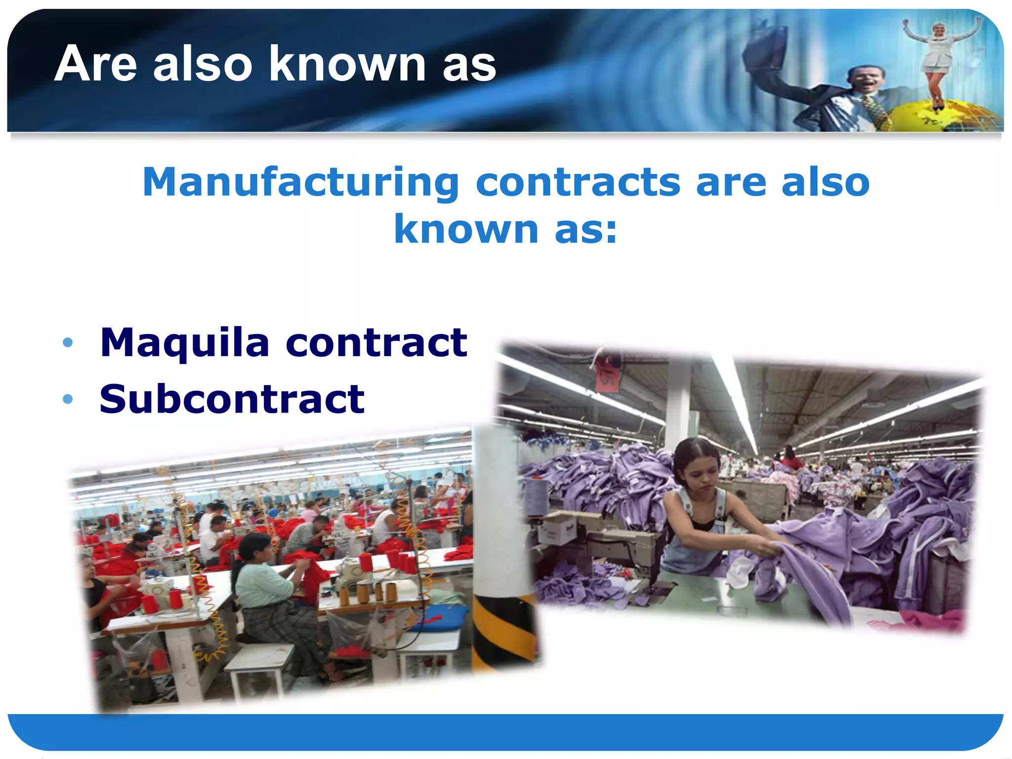 Manufacturing contracts | PDF | Manufacturing Industry | Industries
