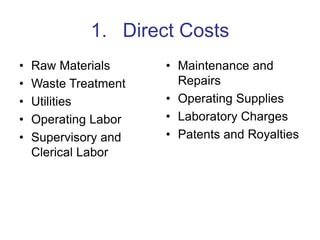 Manufacturing cost estimation | PPTX