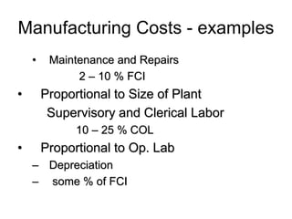 Manufacturing cost estimation | PPTX