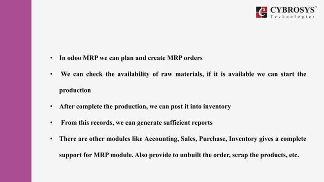 Manufacturing erp with odoo (odoo mrp) | PPT