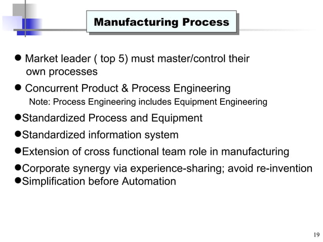 Manufacturing excellence | PPT