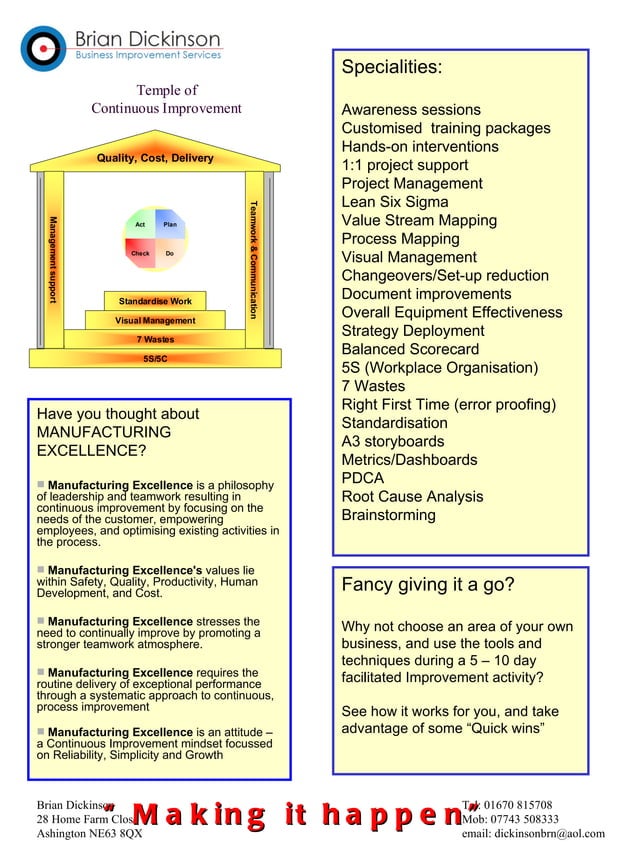 Manufacturing Excellence Flyer | PDF