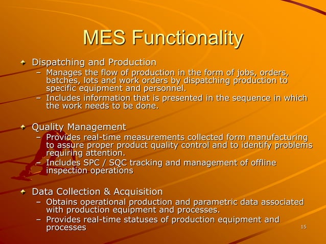 Manufacturing Execution System (Why MES?) | PPT