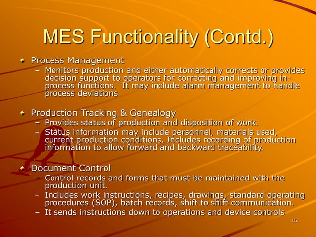 Manufacturing Execution System (Why MES?) | PPT