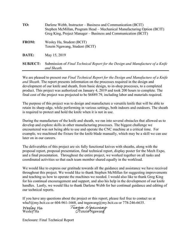 Manufacturing final technical report wesley ha and tenzin ngawang | PDF