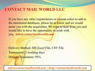 Manufacturing industry email address | PPTX | Email | Internet