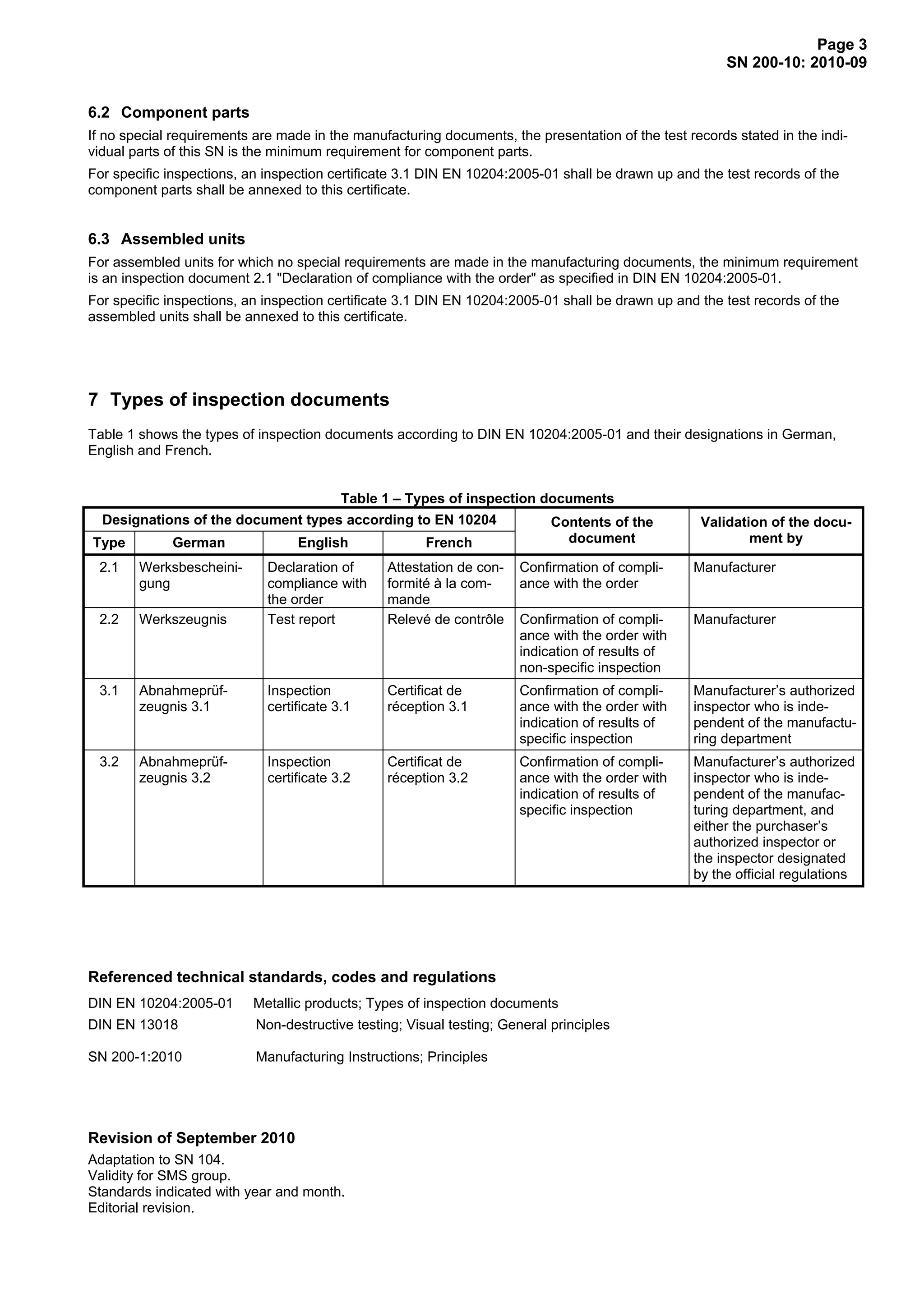Manufacturing instructions sn200_2010 | PDF