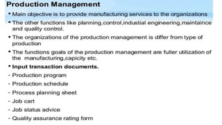 Manufacturing management | PPTX