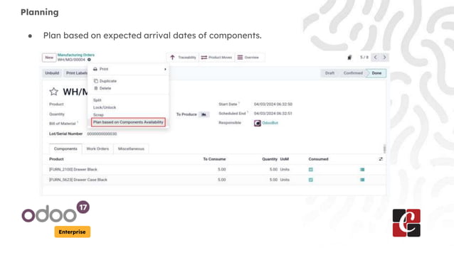 Manufacturing New Features in Odoo 17 - Odoo 17 Slides | PPTX | Technology & Computing