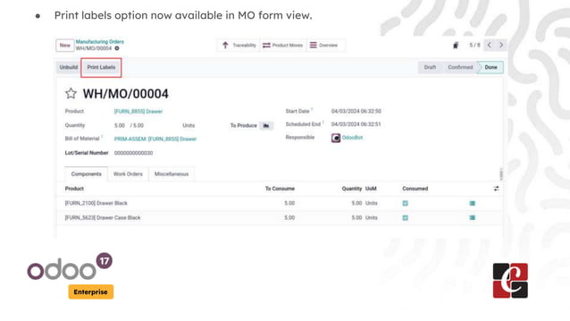 Manufacturing New Features in Odoo 17 - Odoo 17 Slides | PPTX | Technology & Computing