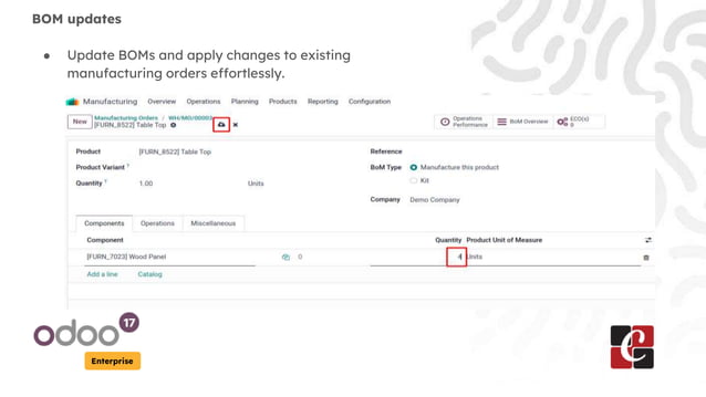 Manufacturing New Features in Odoo 17 - Odoo 17 Slides | PPTX | Technology & Computing