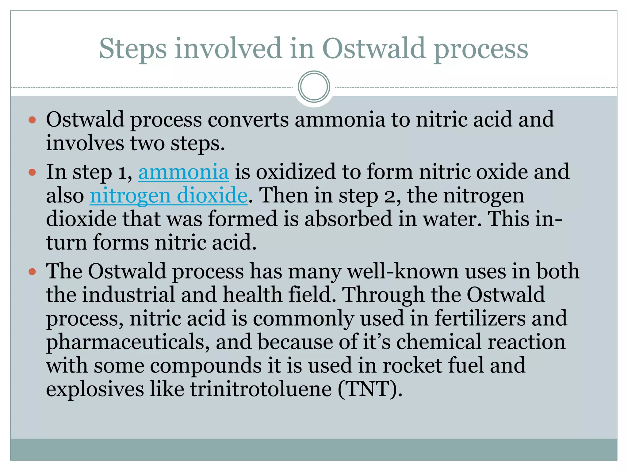 Manufacturing nitric acid by ostwald process | PPTX