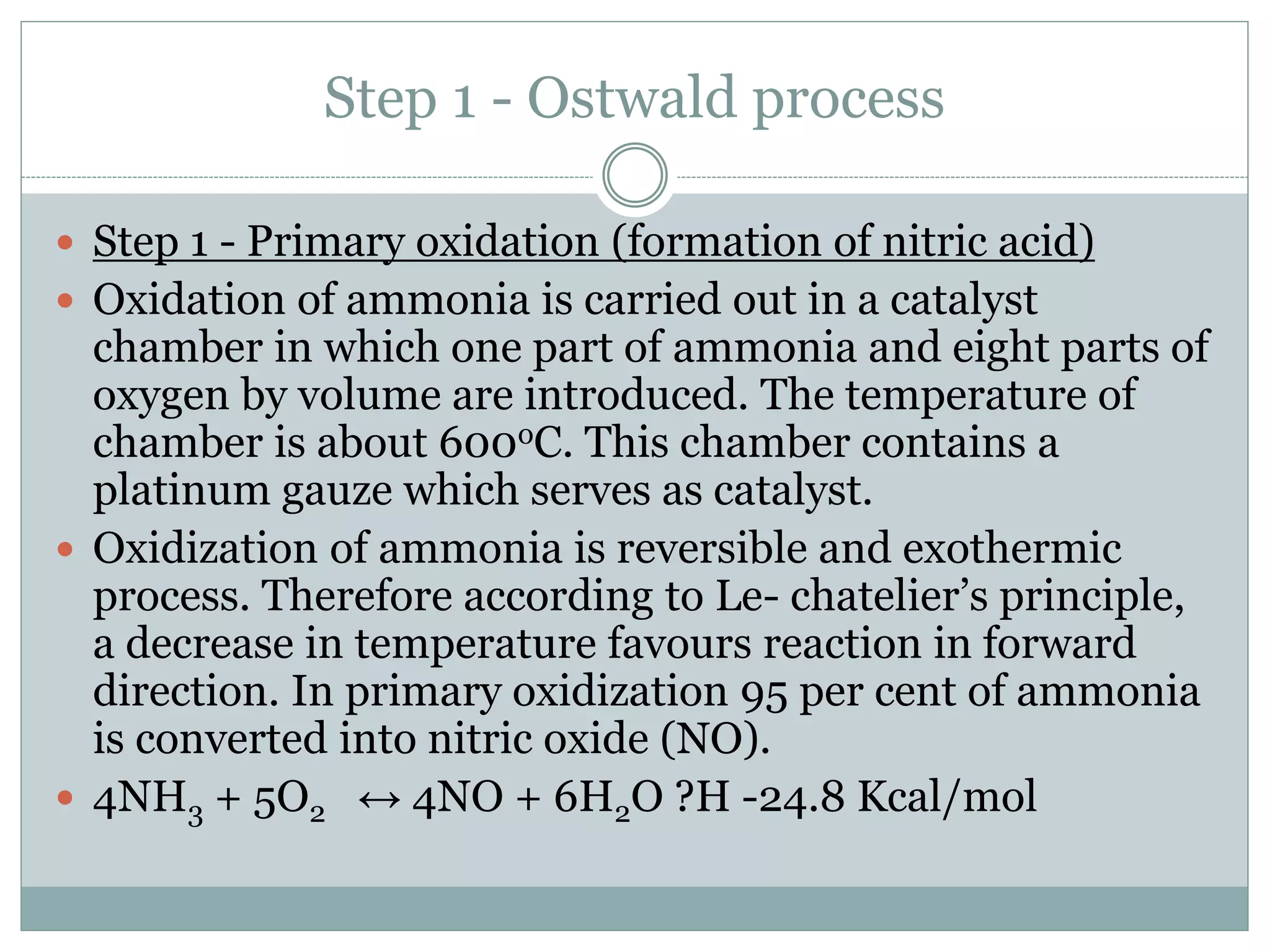 Manufacturing nitric acid by ostwald process | PPTX
