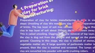 Manufacturing of bricks for masonry construction method and process | PPTX