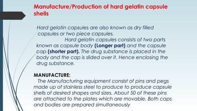 Manufacturing of capsule