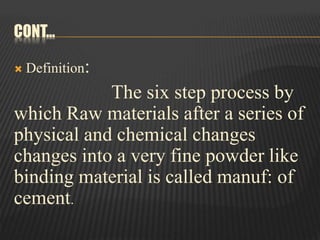 Manufacturing of cement | PPTX