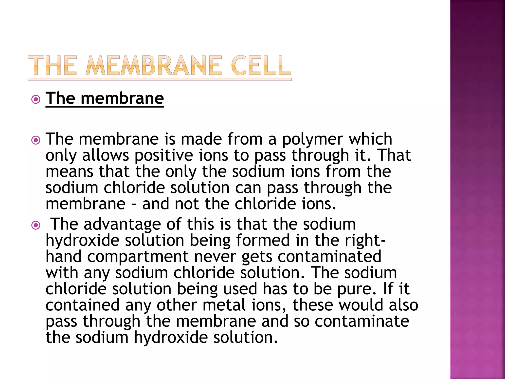 Manufacturing of chlorine using diaphragm cell, membrane cell | PPTX