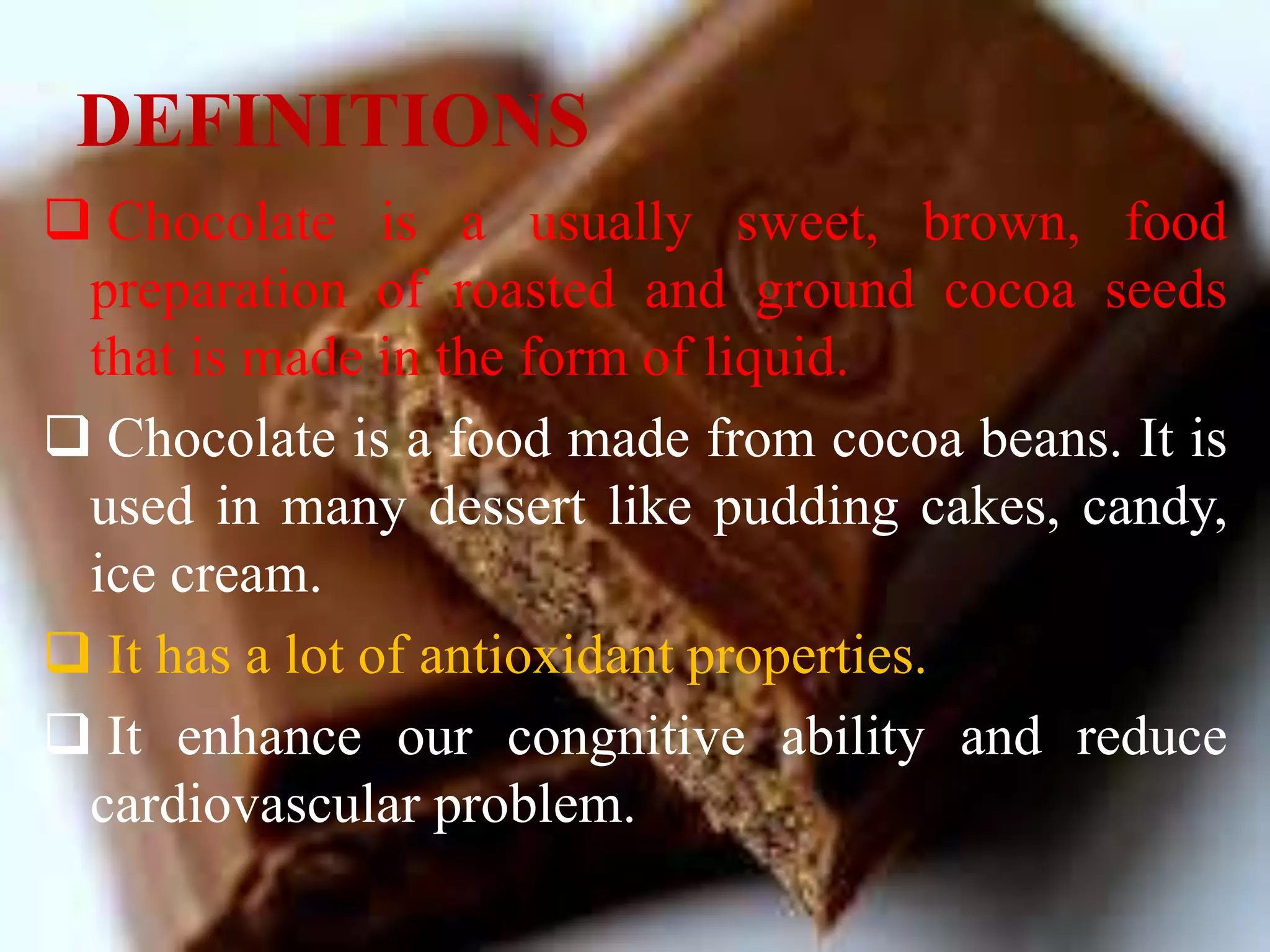 Manufacturing of chocolate Whole Process and its Defects | PPTX