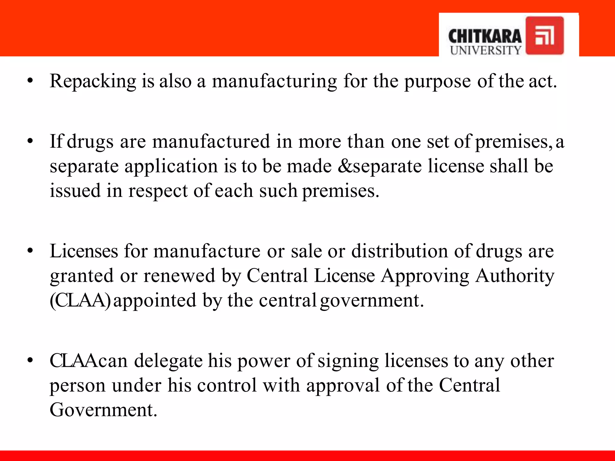 Manufacturing of drugs and cosmetics and schedule M DRA.pptx